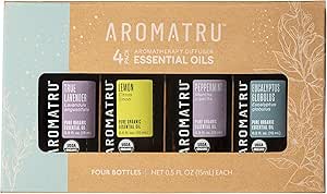 Amazon.com: AromaTru Refresh Essential Oil Kit – True Lavender, Lemon, Peppermint & Eucalyptus ...