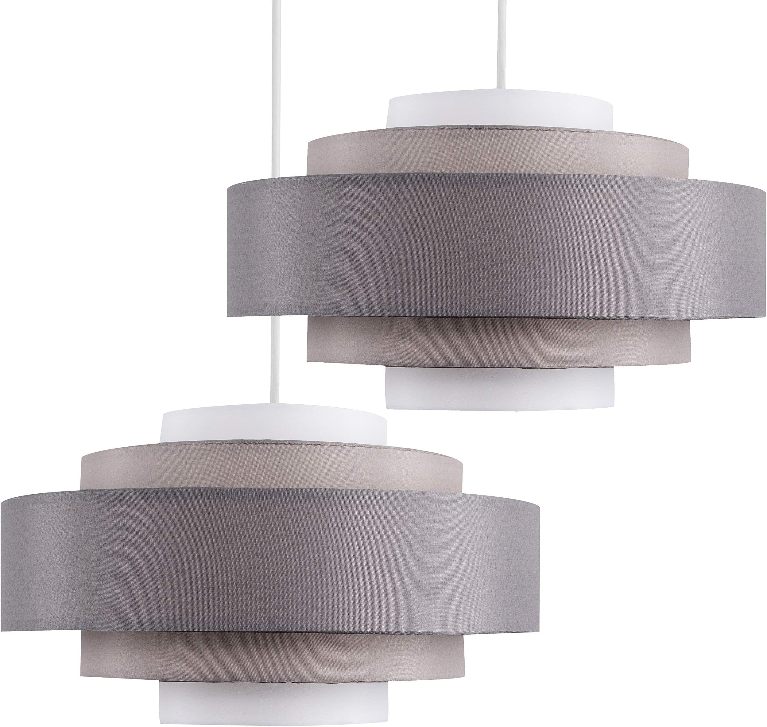 MiniSun | Modern 2 Tier Ceiling Light Shades in a Grey Finish | Pendant ...