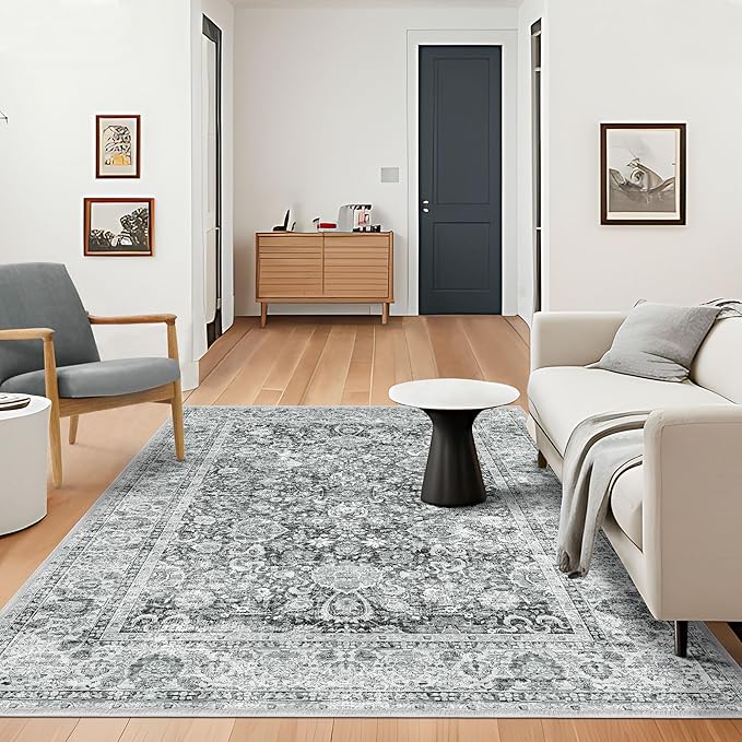 Amazon.com: Grey 5x8 Area Rugs for Living Room Machine Washable Rugs ...