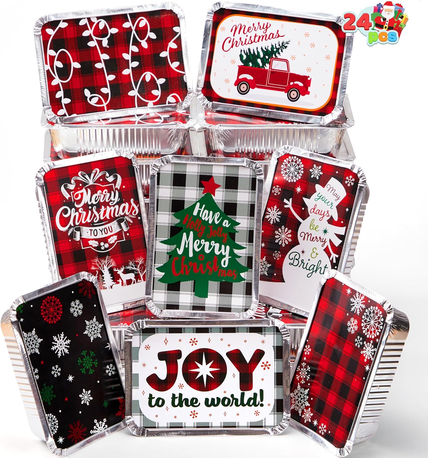 Amazon.com: JOYIN 24 Pieces Christmas Foil Containers with Lids, 8 ...