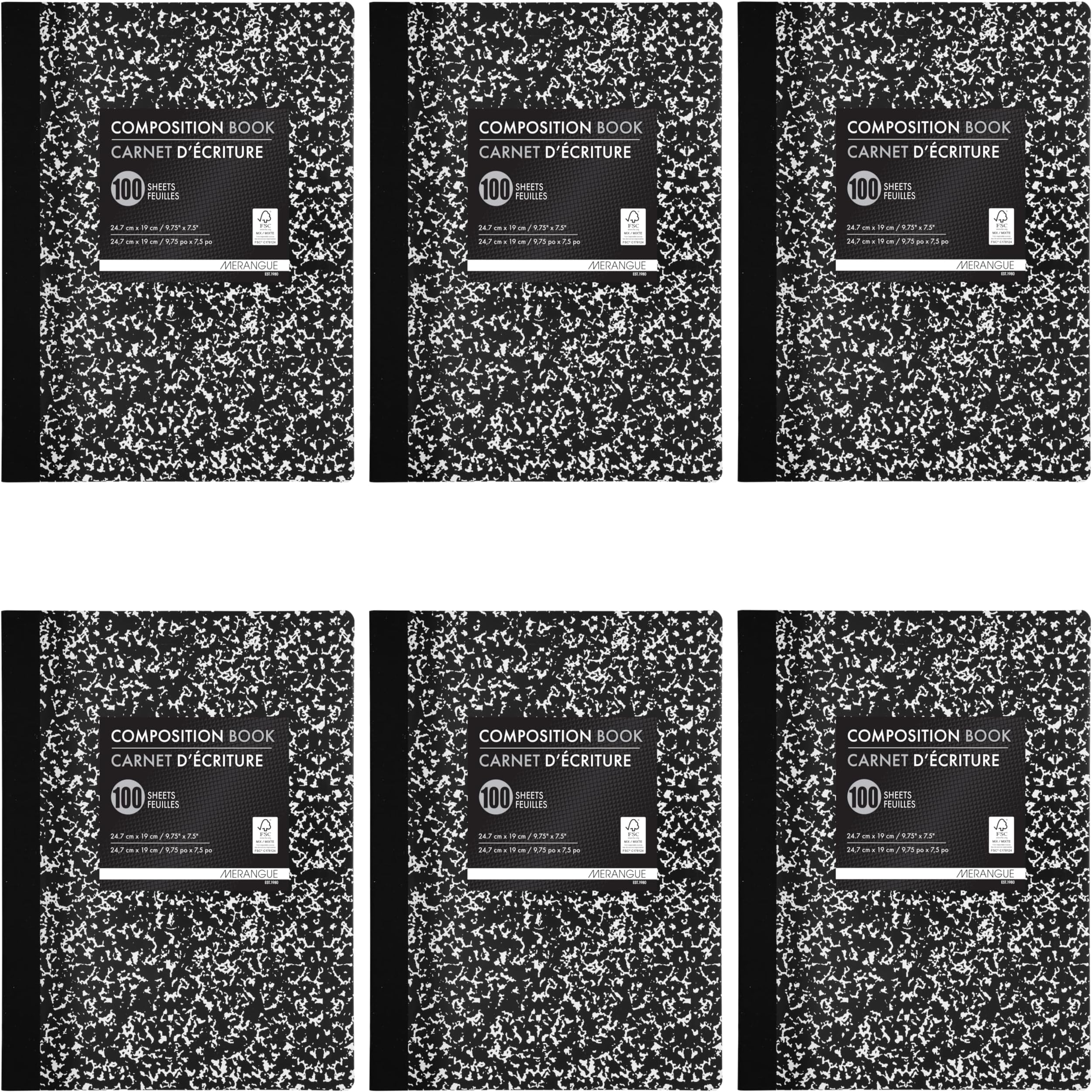 Merangue Composition Notebooks, Wide Ruled, 9-3/4 x 7-1/2 Inches, 100 ...