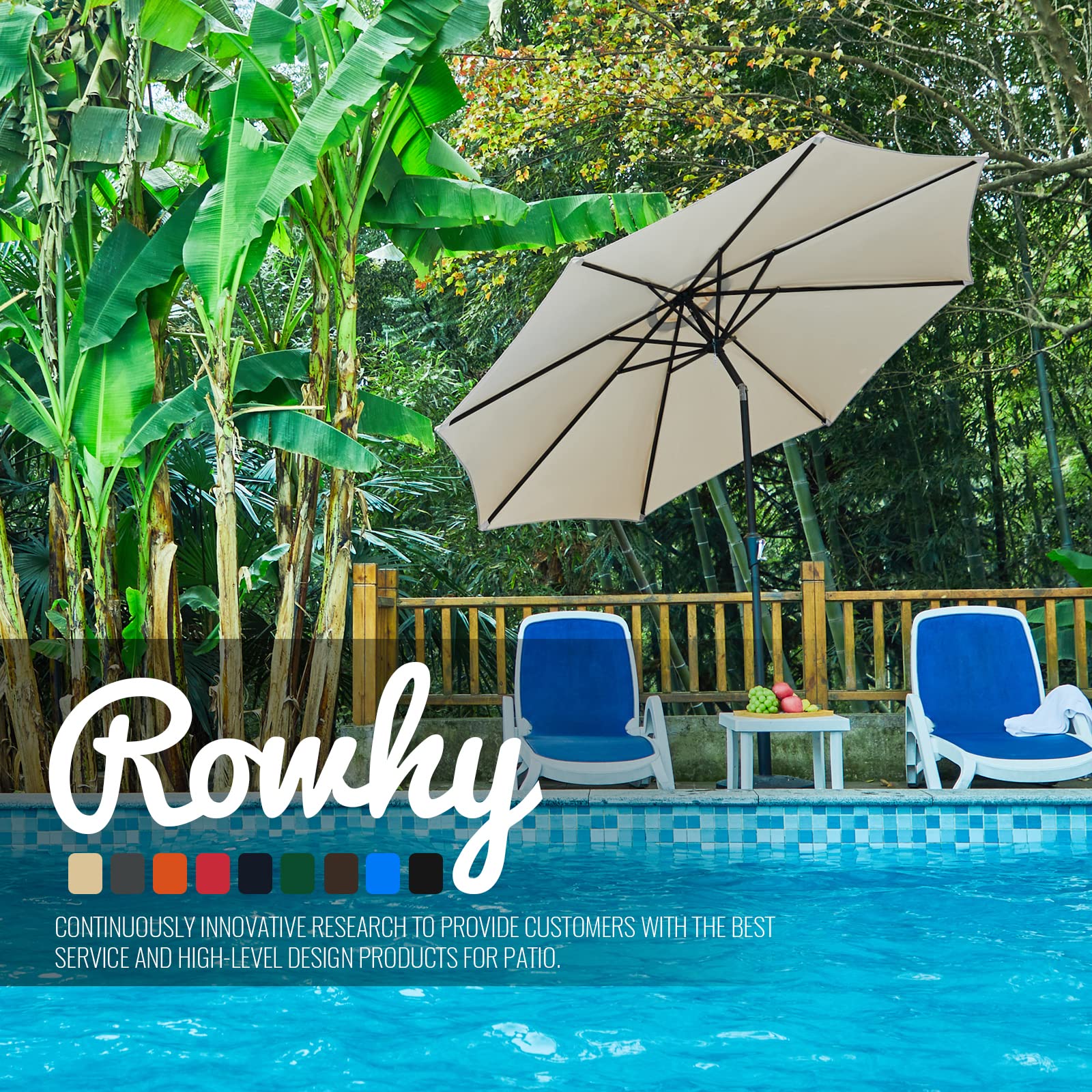 ROWHY 9ft Patio Umbrella Outdoor Table Umbrella Patio Market Umbrella ...