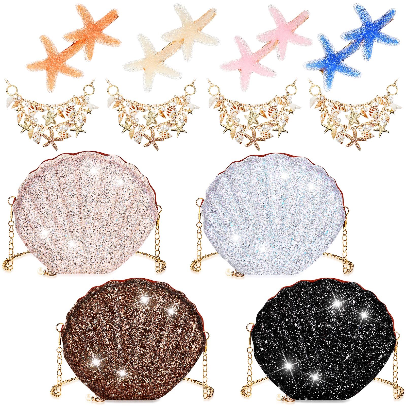 Tigeen 12 Pcs Mermaid Costume Accessories for Women Girls Seashell ...