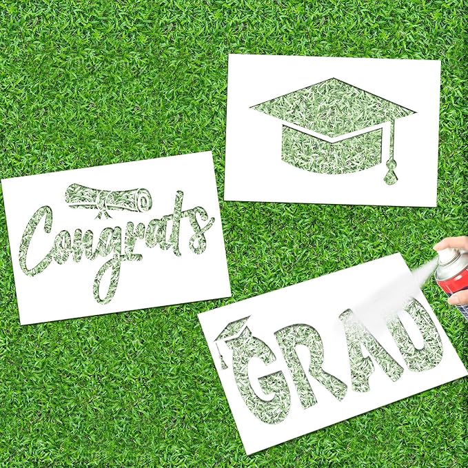Amazon.com : Kolldenn 3 Pcs Graduation Yard Stencils Happy Graduation ...