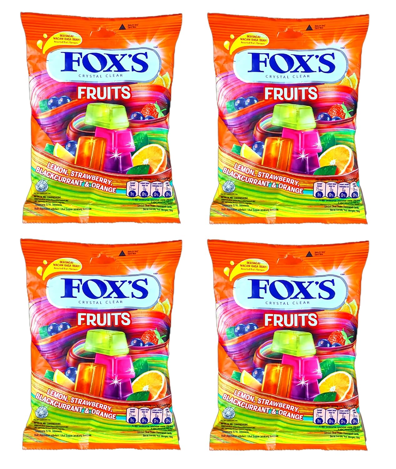 Fox's Crystal Clear Fruits Candy Pouch, (90g x 4 Packs) : Amazon.in ...