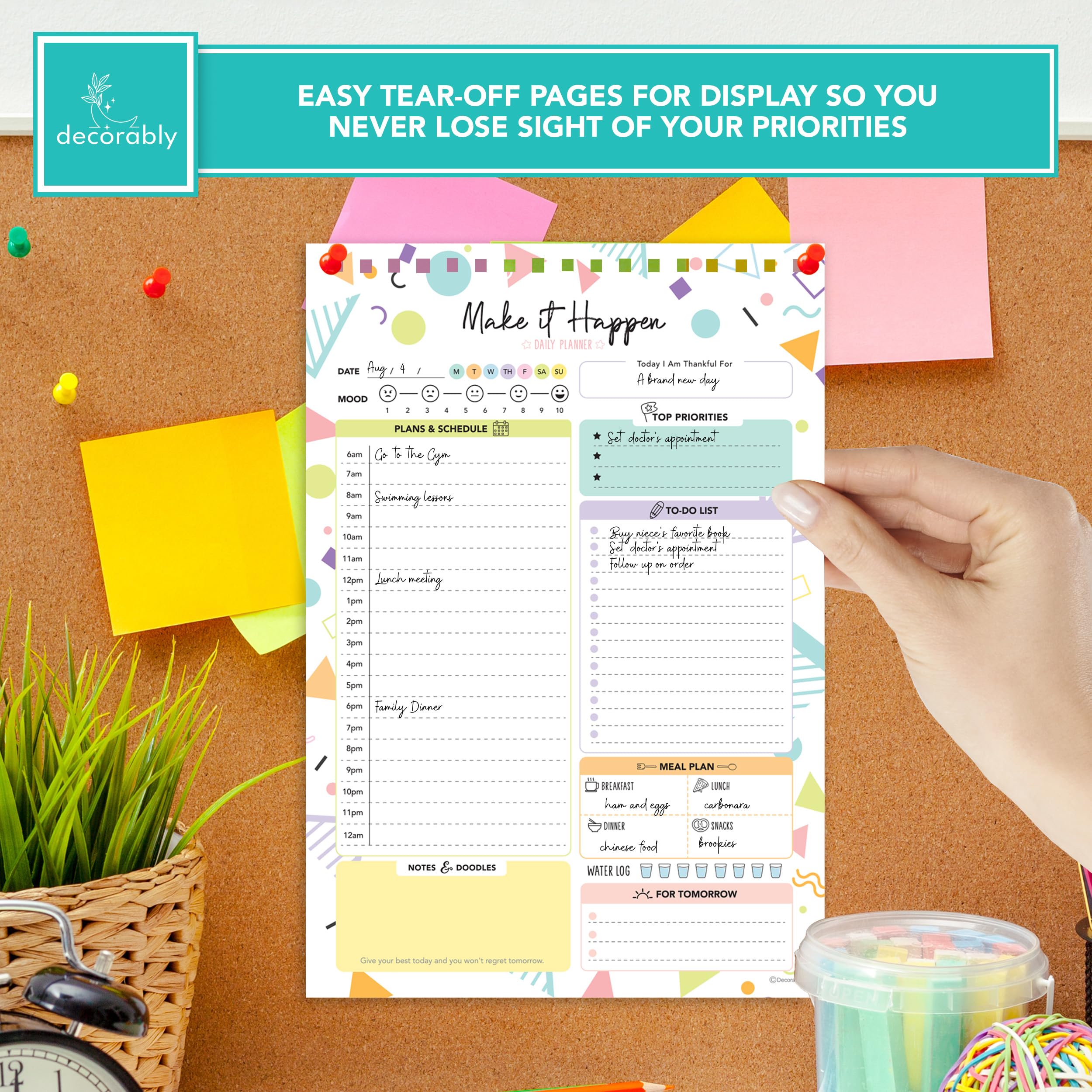 Snapklik.com : 52 Sheets Colorful Pastel Undated Daily Planner Pad ...