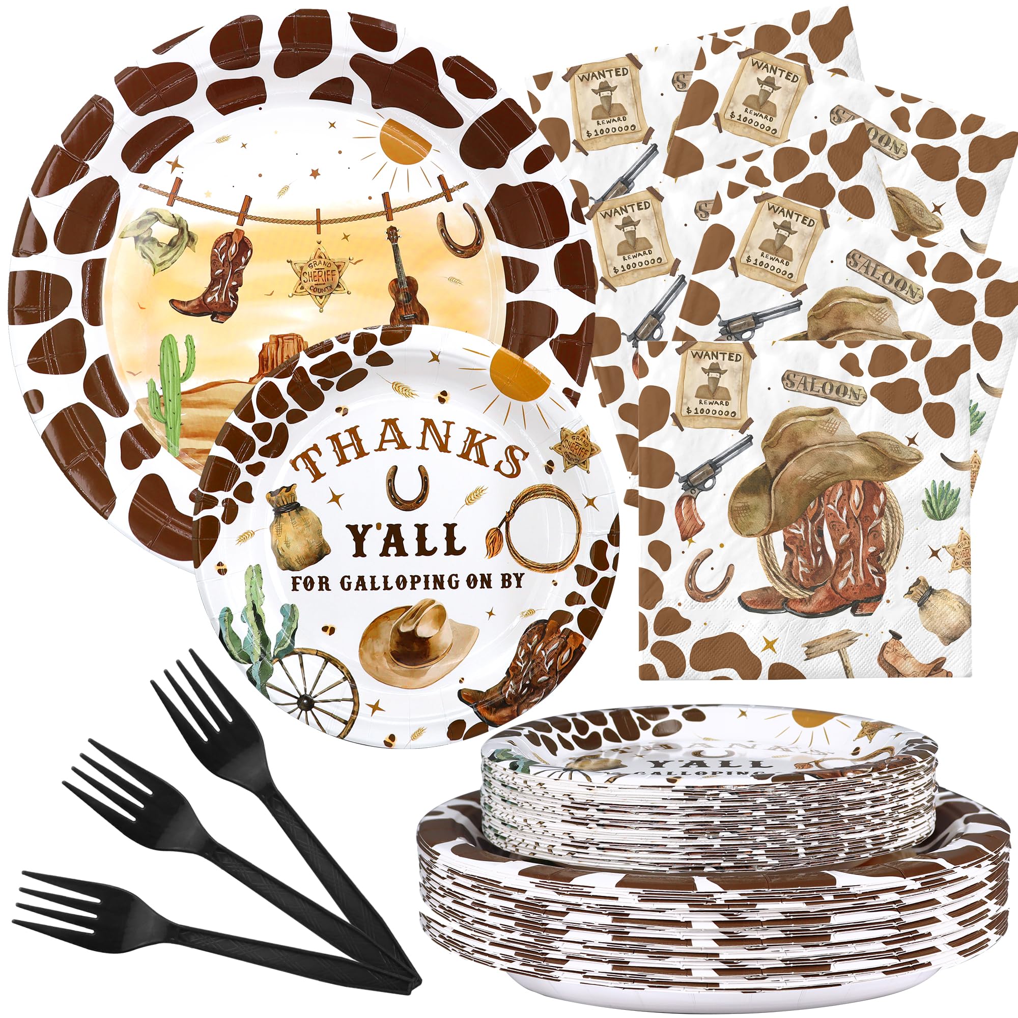 Amazon.com: Cowboy Party Plates and Napkins - Cowboy Party Decorations ...
