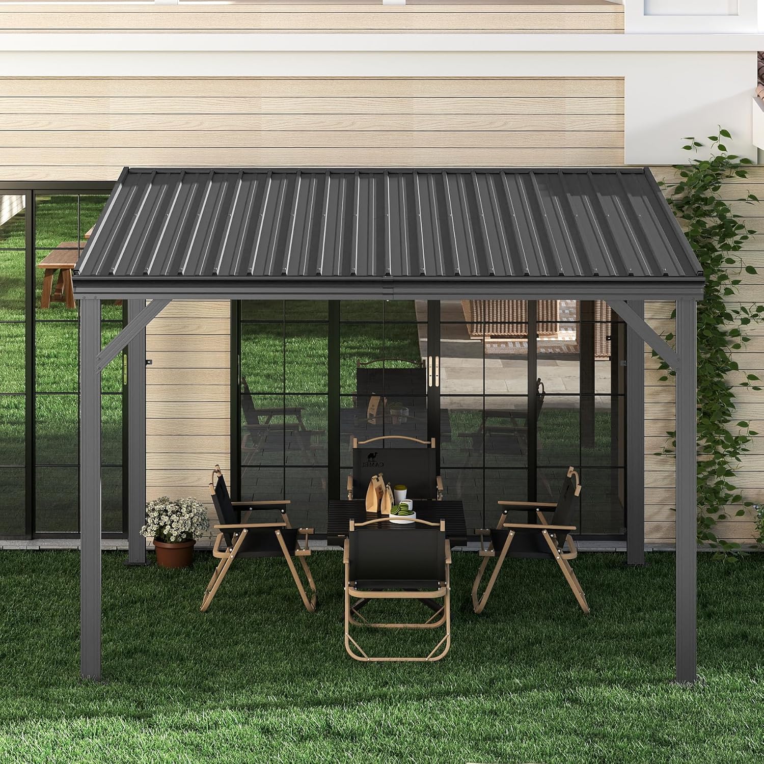 Amazon.com : Domi 10'x12' Wall Mounted Hardtop Gazebo, Connectable Lean ...