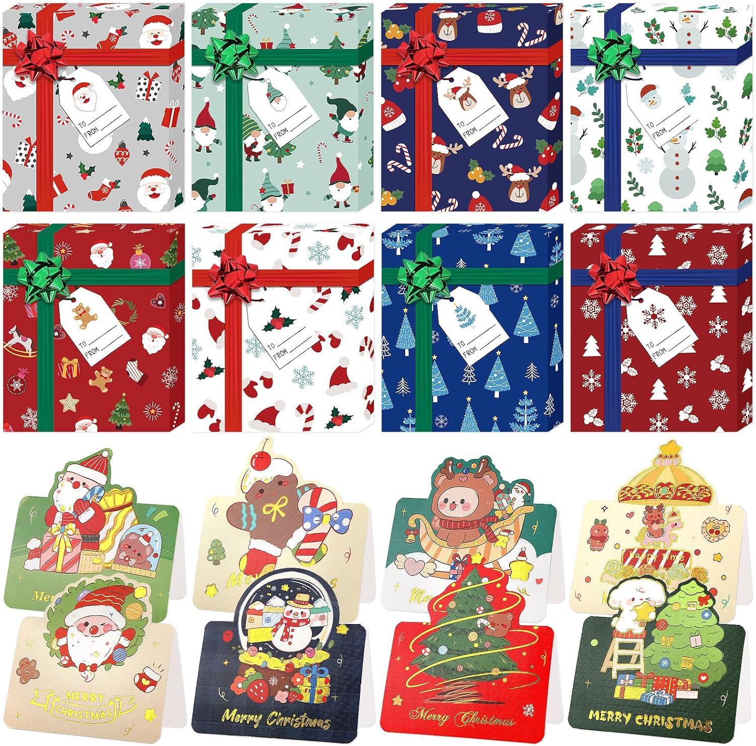 Amazon.com: DECYOOL Christmas Gift Card Boxes Holder with Bows Tags ...