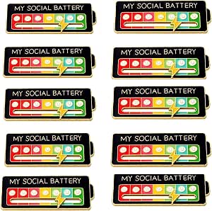Amazon.com: Social Battery Pin - My Social Battery Creative Lapel Pin ...