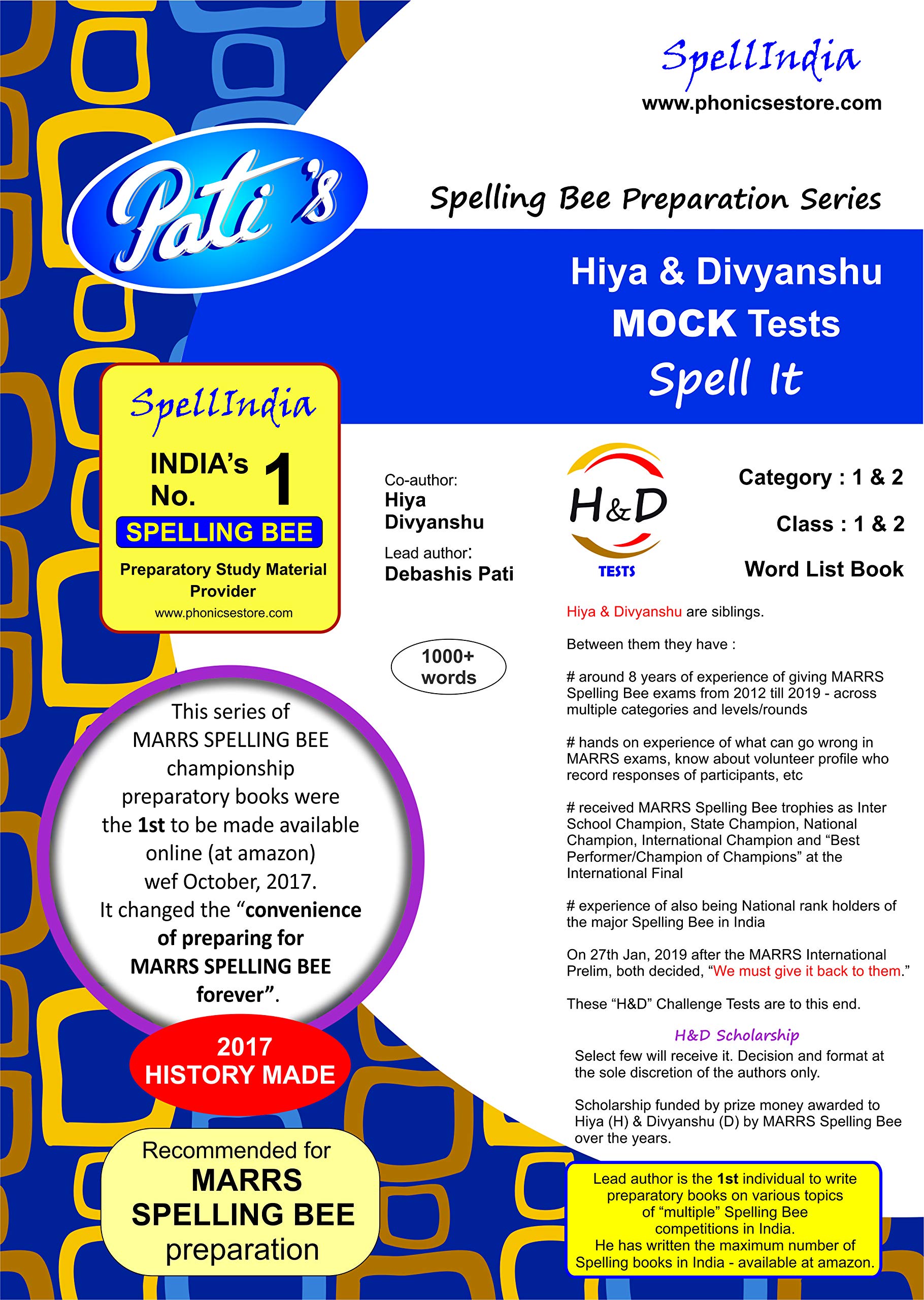 Buy H & D MOCK TESTS - Spell It Word List Book - Category 1/2 - Class 1 ...