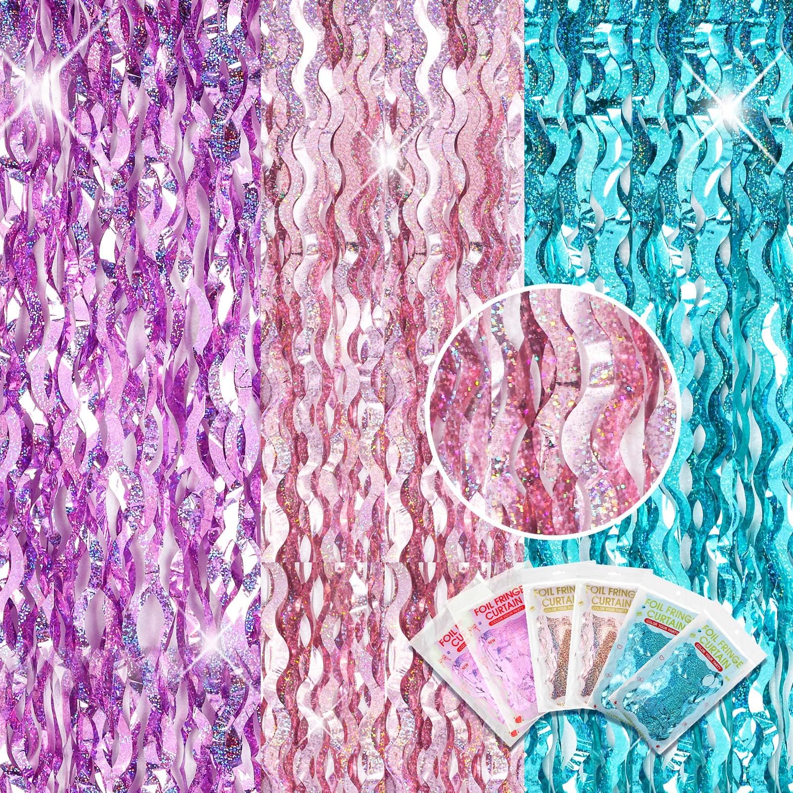 Amazon.com : Jutom 6 Pieces Foil Fringe Backdrop Party Fringe Curtain 3 ...