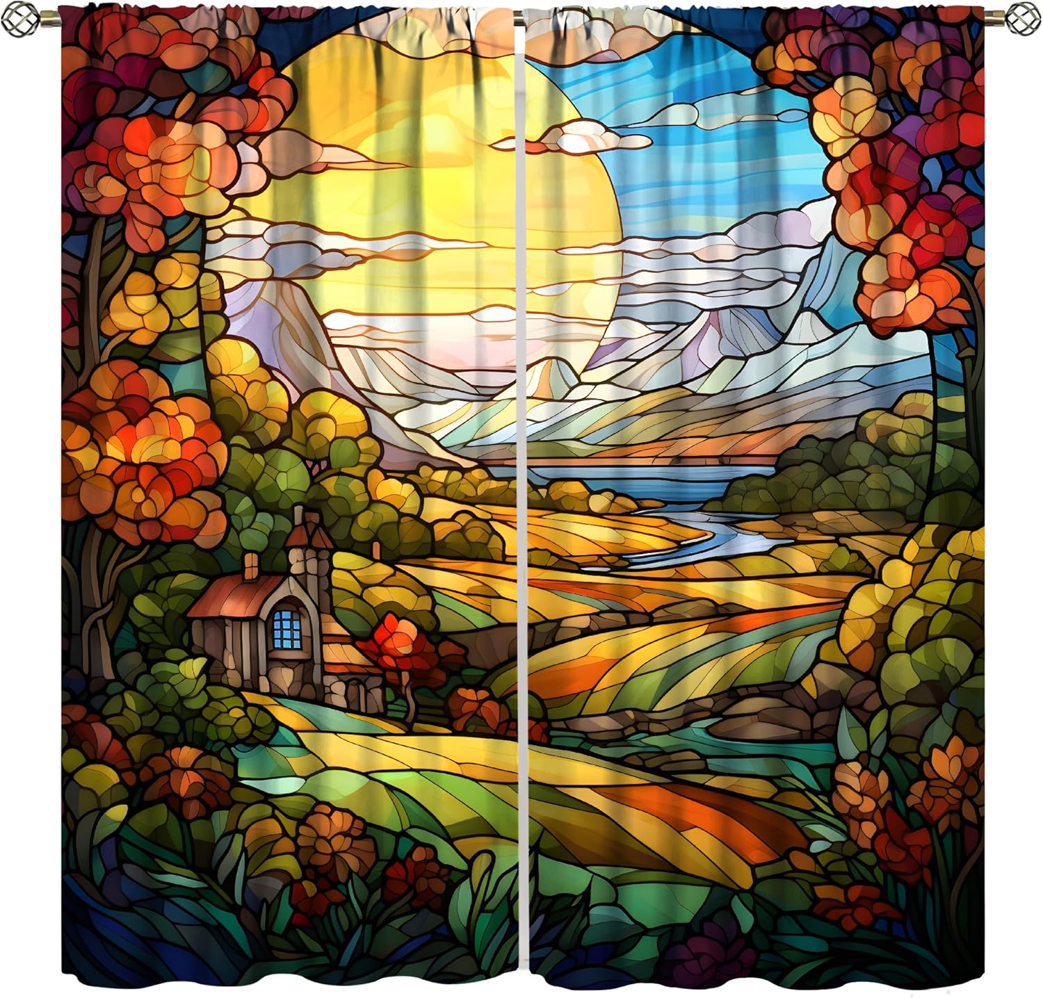 Amazon.com: Stained Glass Curtains, Stained Glass Curtains, Autumn ...