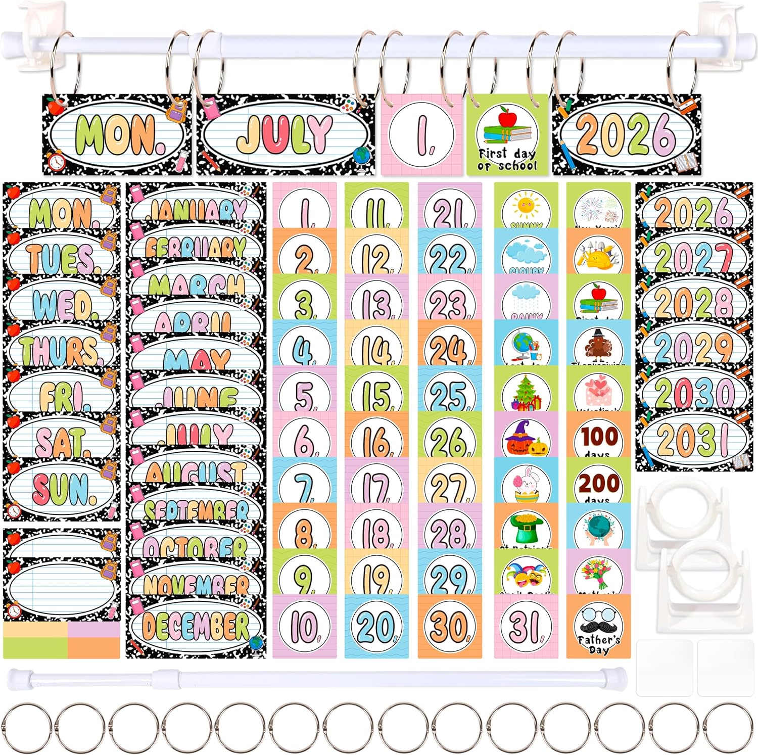 Amazon.com : 110pcs Back to School Classroom Decor – Composition ...