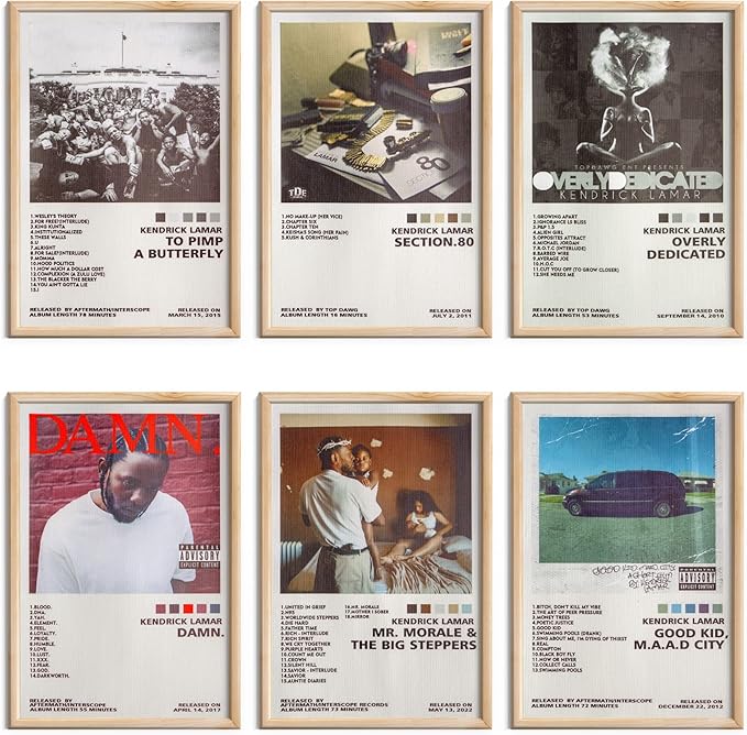 ManRule Kendrick Lamar Poster Set of 6 Album Cover Posters 8 by 12 inch ...