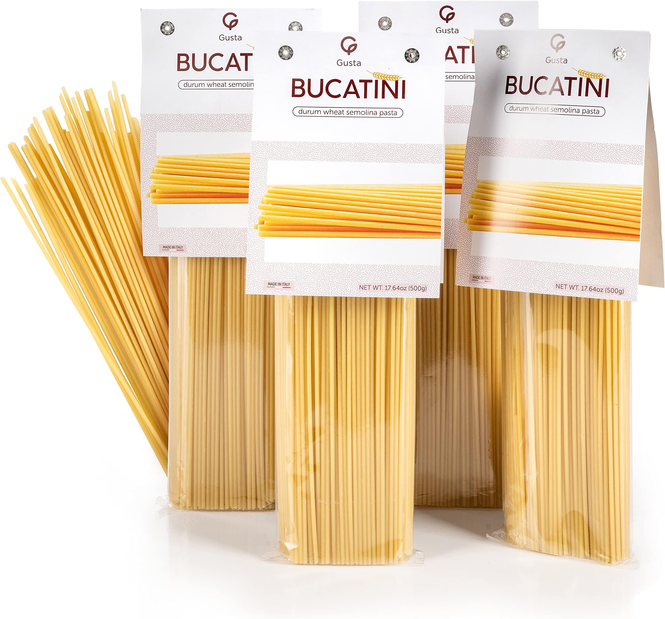 Amazon.com : Gusta Bucatini Pasta Noodles - Premium Italian Pasta from Italy - Durum Wheat ...