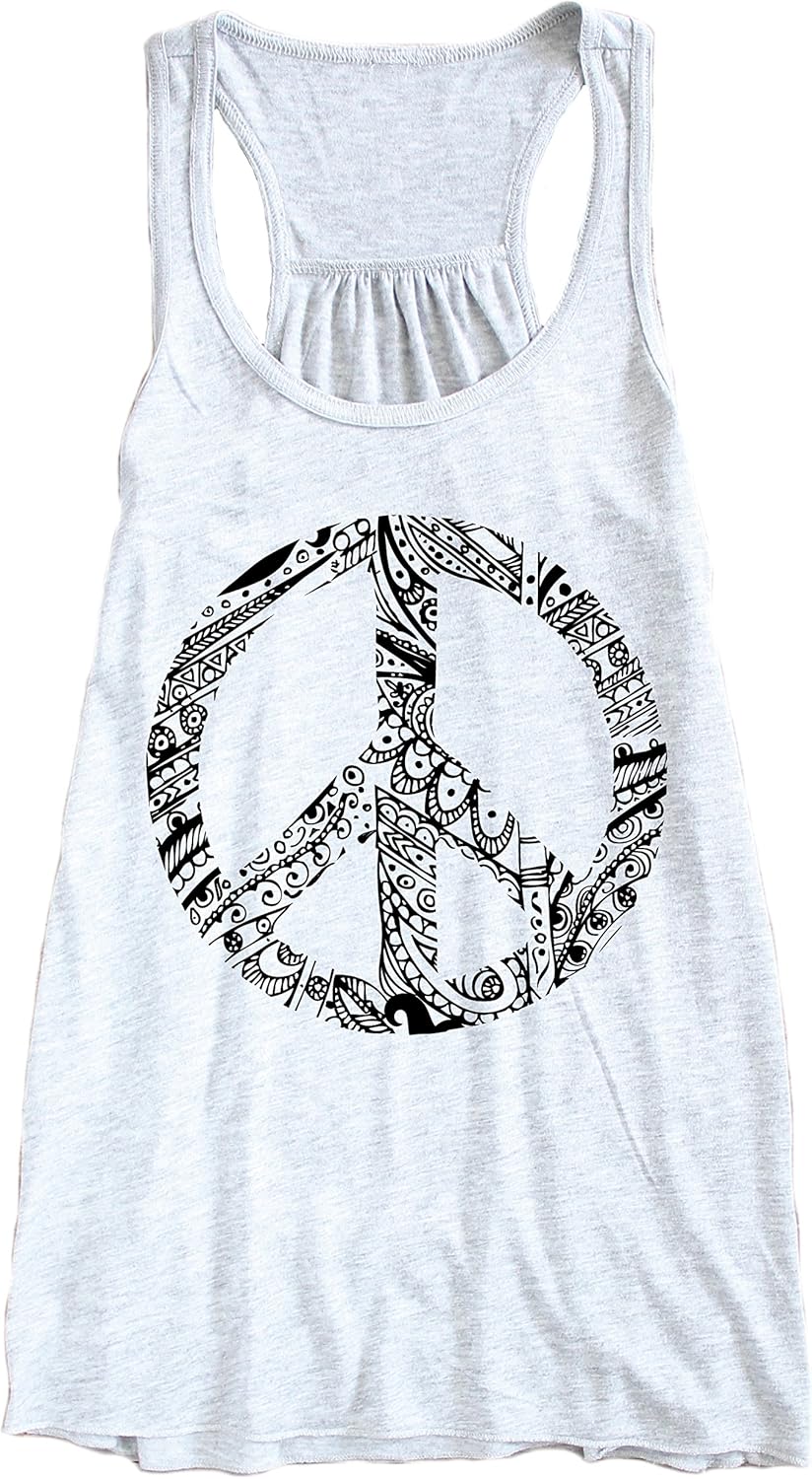 Arima Peace Sign Tank Top Heather Gray at Amazon Women’s Clothing store