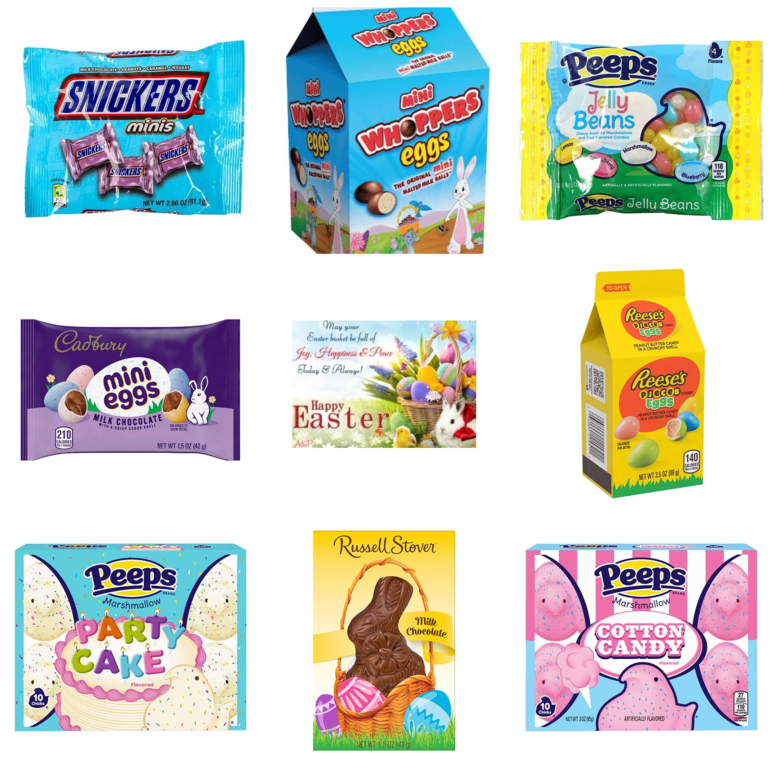 Easter Gift Basket Russell Stover Bunnies Milk Chocolate Whoppers Mini ...