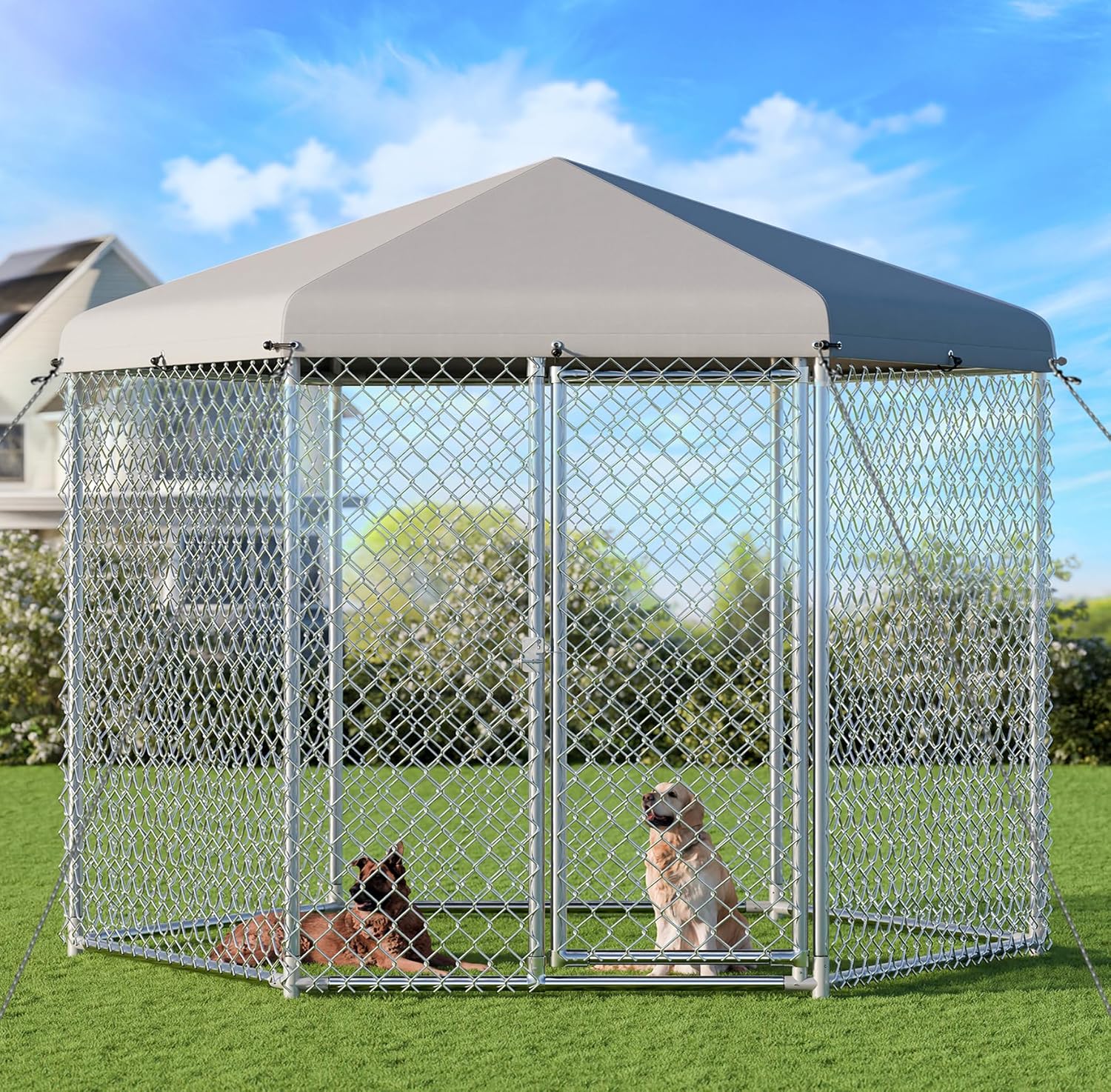 Amazon.com : Betterhood 9.4x9.4x8 FT Dog Kennel Outside with Proof ...