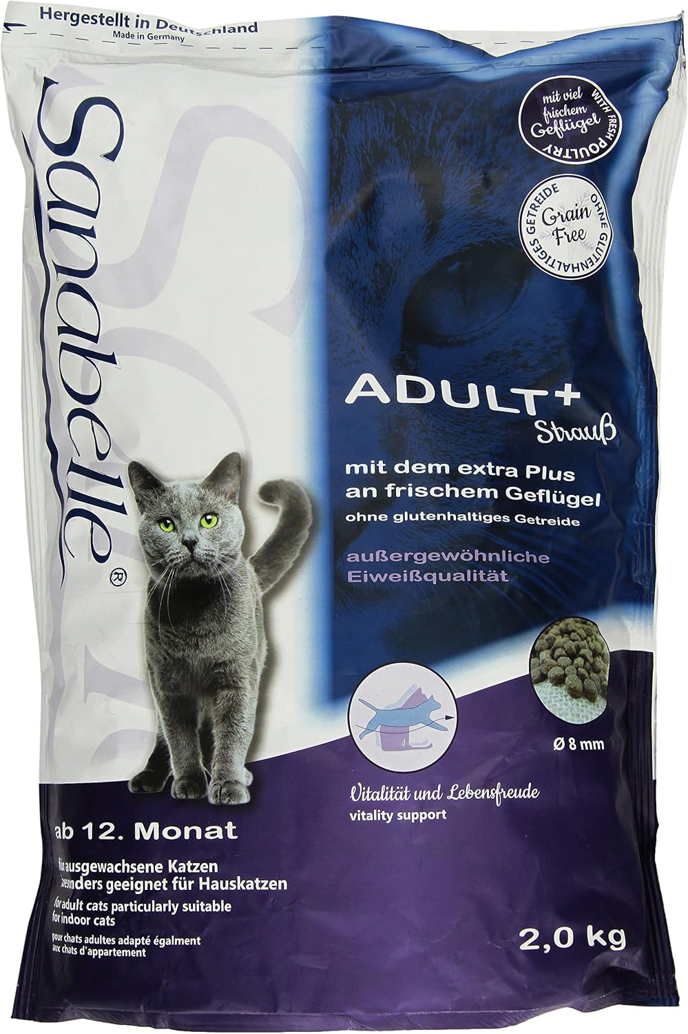 Sanabelle Adult Strauß Katzenfutter, 1er Pack (1 x 2 kg) : Amazon.de ...