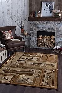 Amazon.com: Trout Fishing Ivory 5x7 Area Rug for Living Room - Bedroom ...