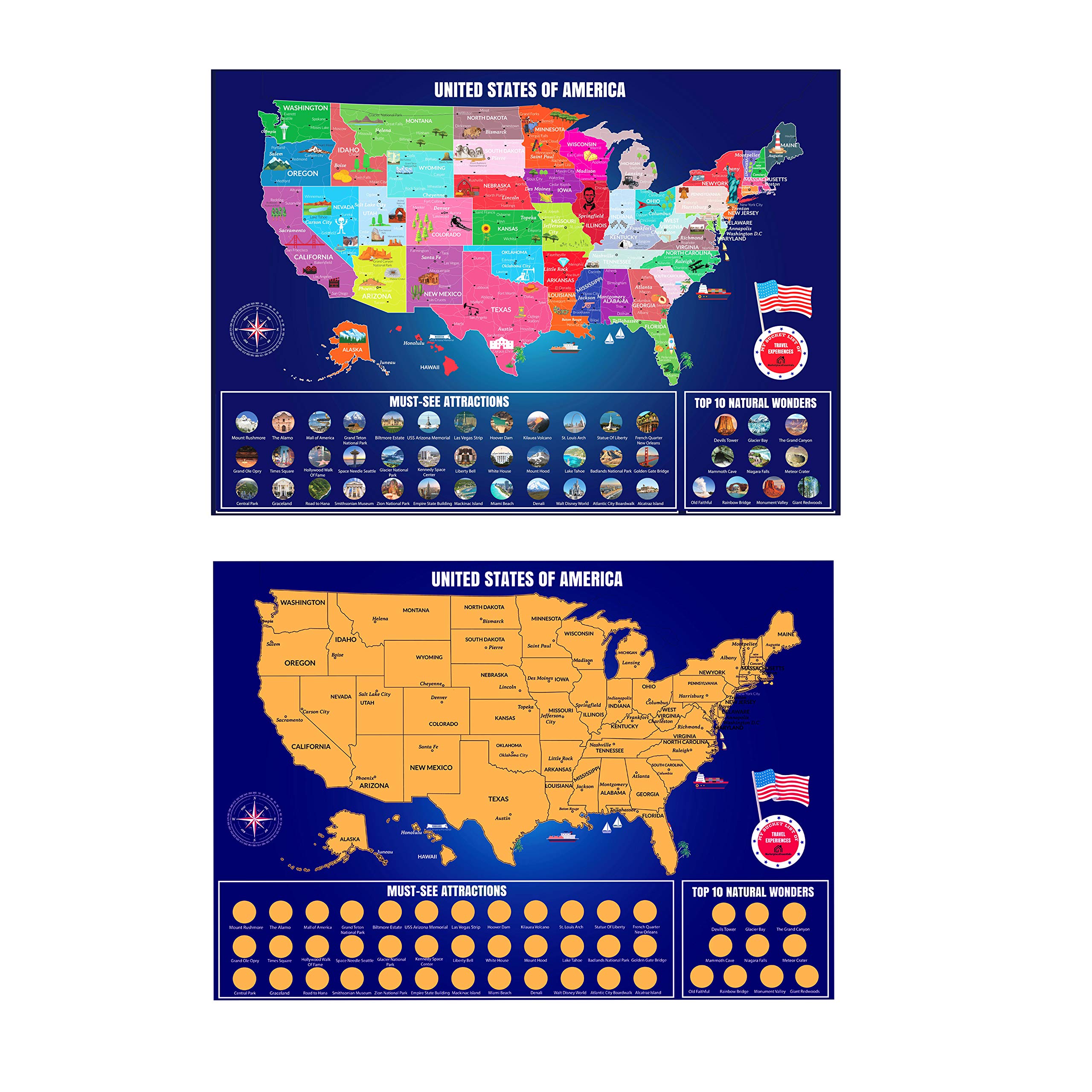 Mapa De Atracciones De Estados Unidos Amazon.com: Imán Para Nevera