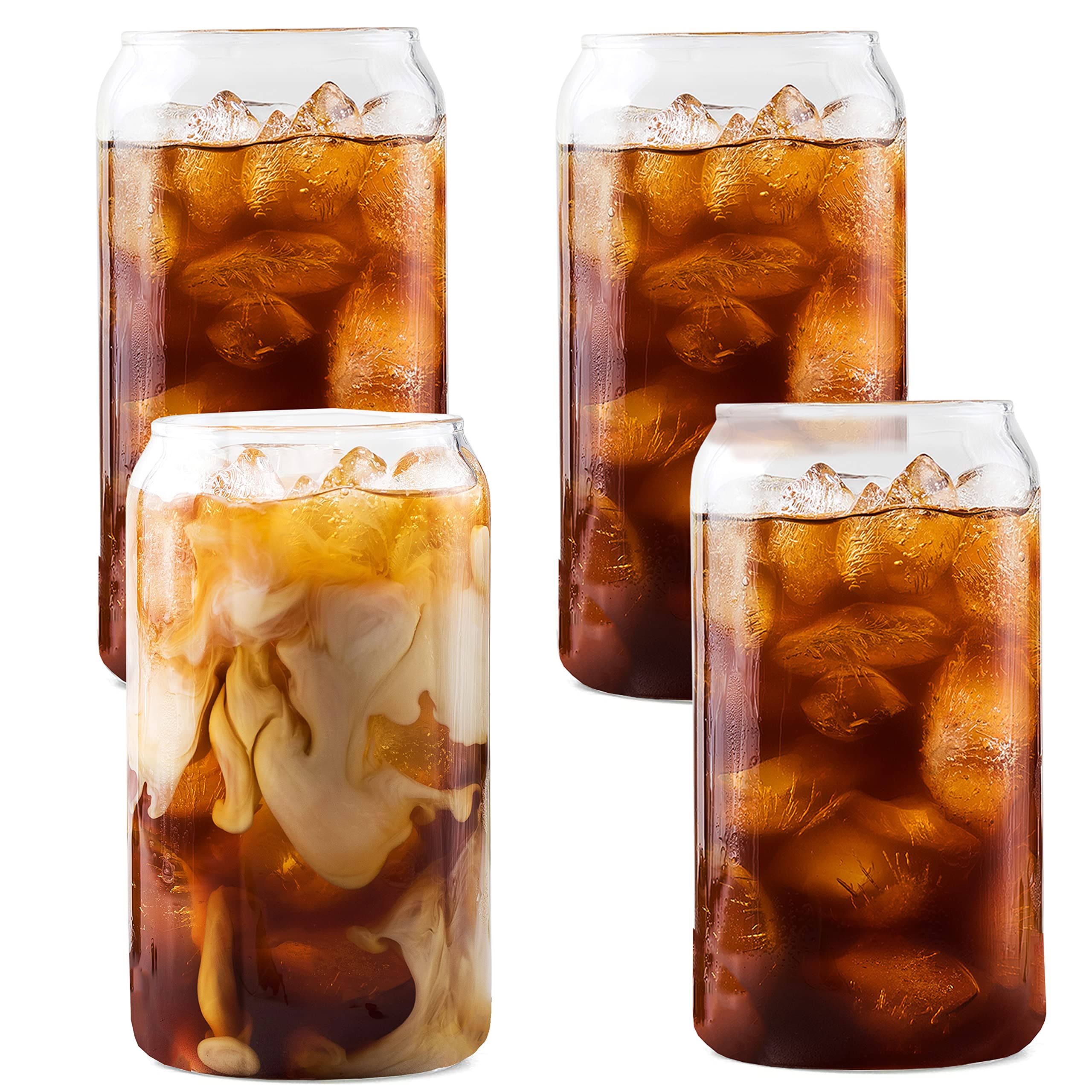 Snapklik.com : Ilyapa Can Shaped Pint Glass Cups Set- 16oz Glass ...
