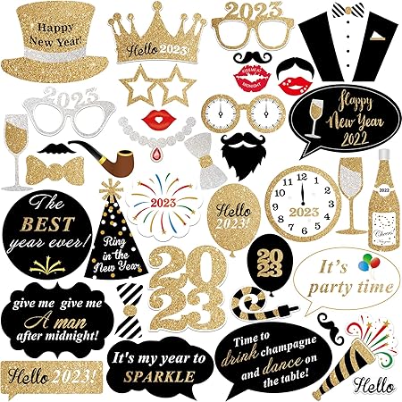 Amazon.com: Funny Happy New Year Photo Booth Props - New Years Eve ...