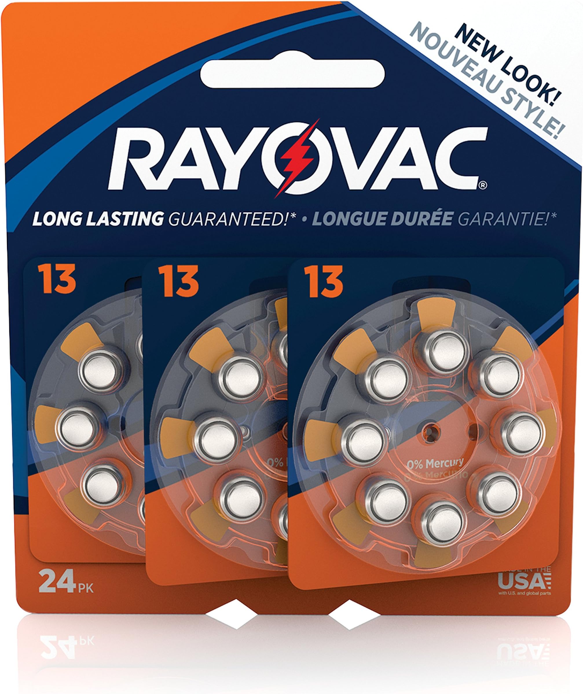 Amazon.com: RAYOVAC Size 13 Hearing Aid Batteries, 24-Pack, L13ZA-24ZMB ...