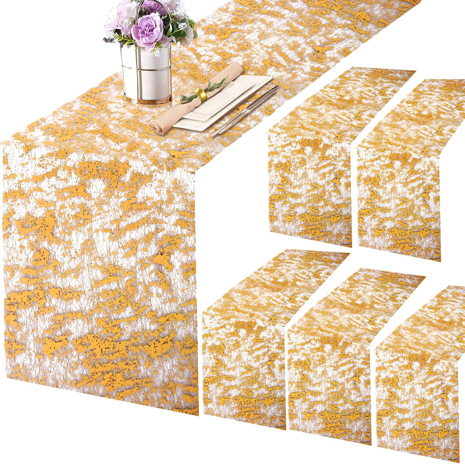 Amazon.com: VIJIV Gold Table Runners 11 Inch x 50 Feet Sparkle Party ...