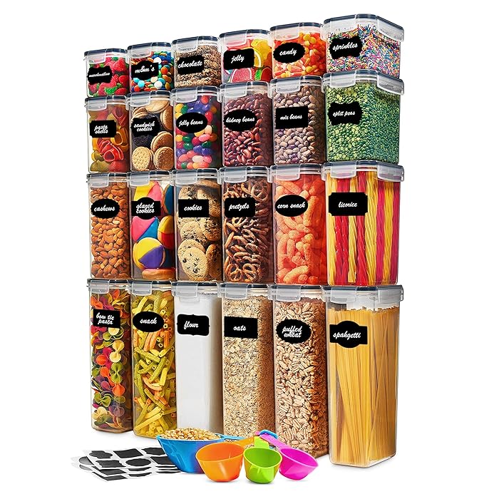Buy 24 Pack Airtight Food Storage Container Set - Kitchen & Pantry ...