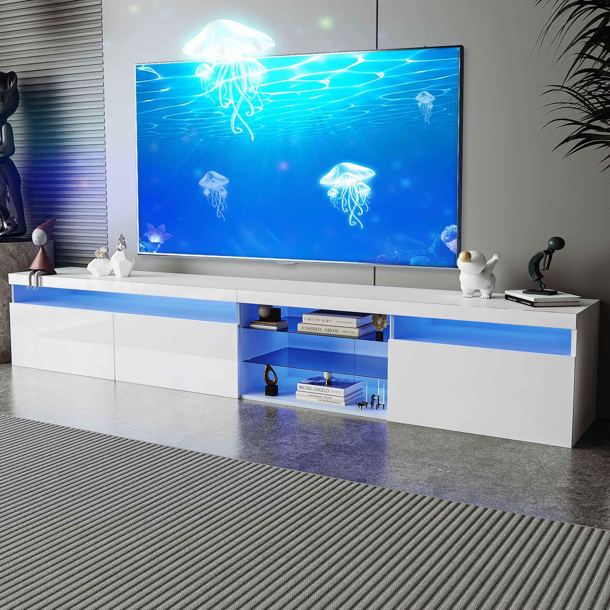 Amazon.com: LED TV Stand for 100 Inch TV, Long Entertainment Center ...