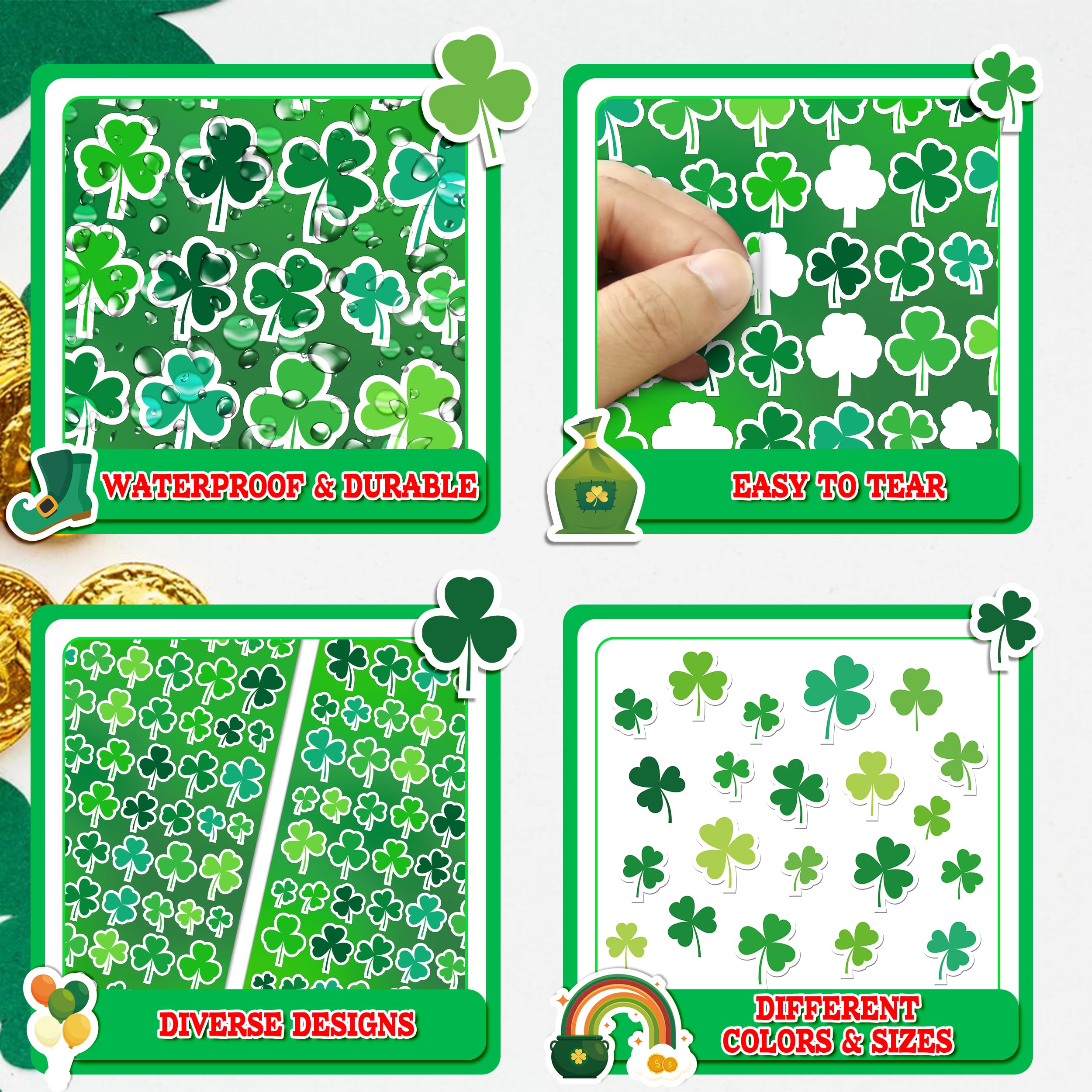 Snapklik.com : St Patricks Day Stickers & Labels Bulk, 1500PCS Shamrock ...