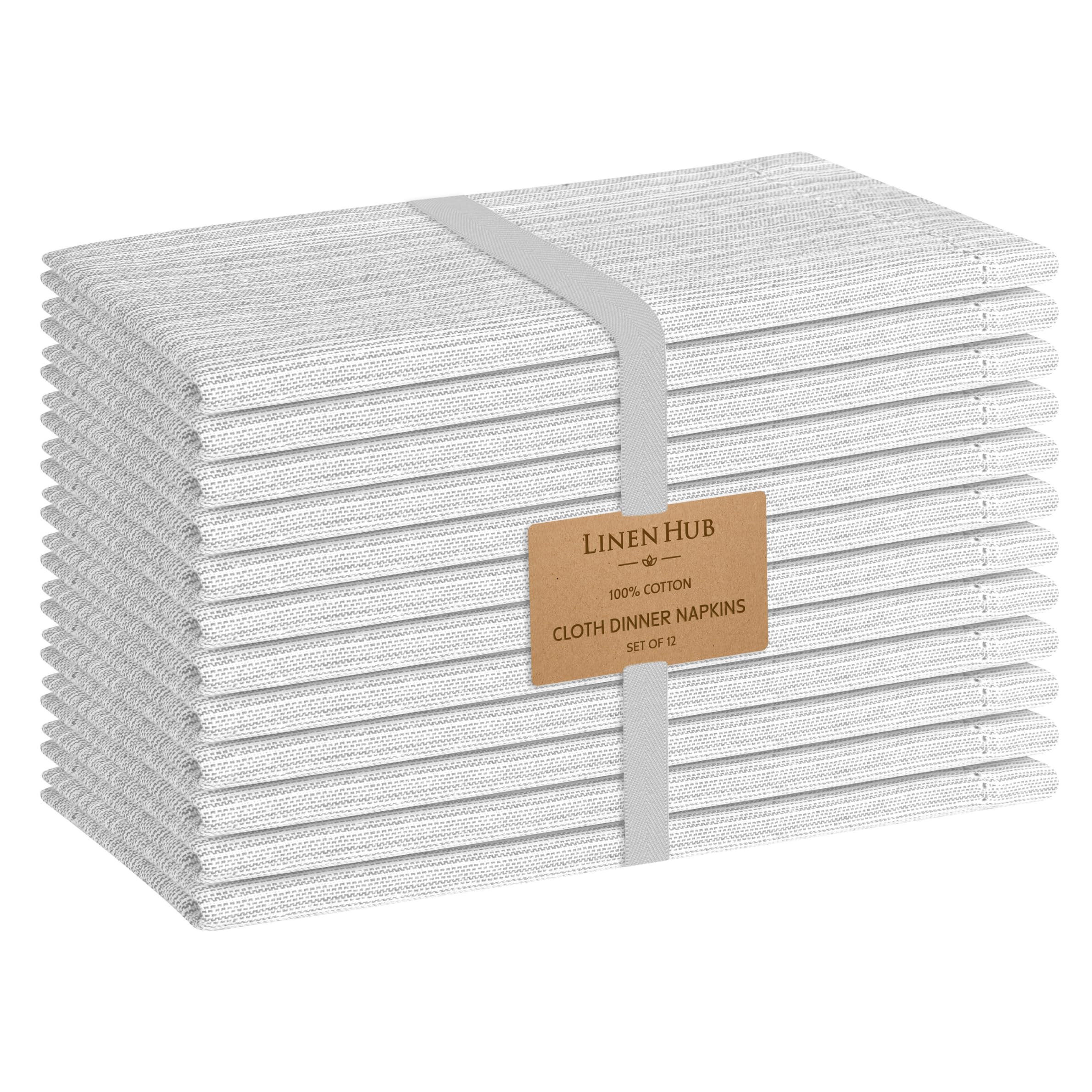 Amazon.com: Linen Hub Set of 12 Cotton Cloth Dinner Napkins 18x18 ...