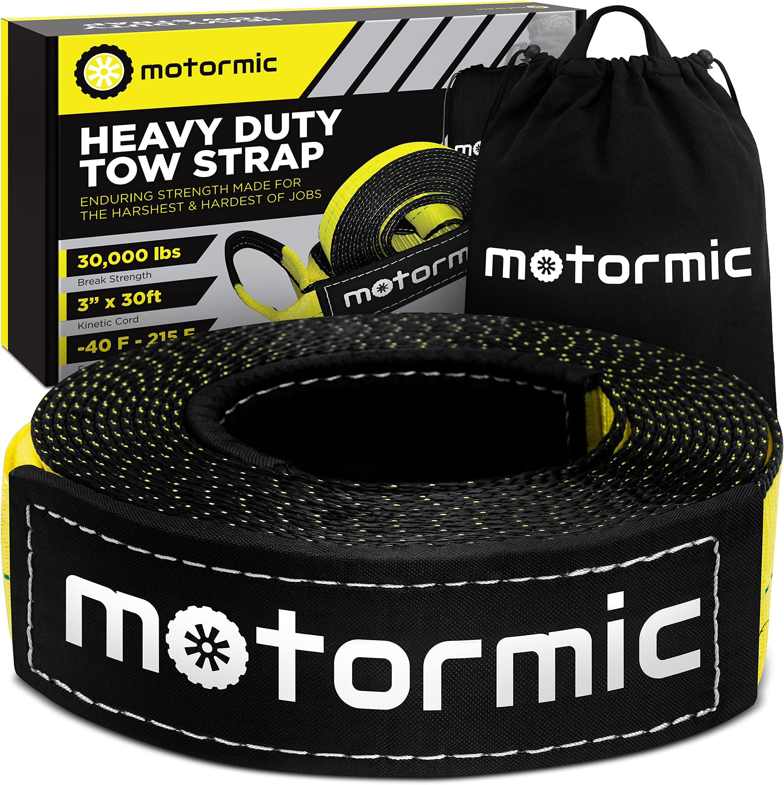 Amazon.com: Motormic Recovery Tow Strap 3" x 30ft - Lab Tested 31,924 ...