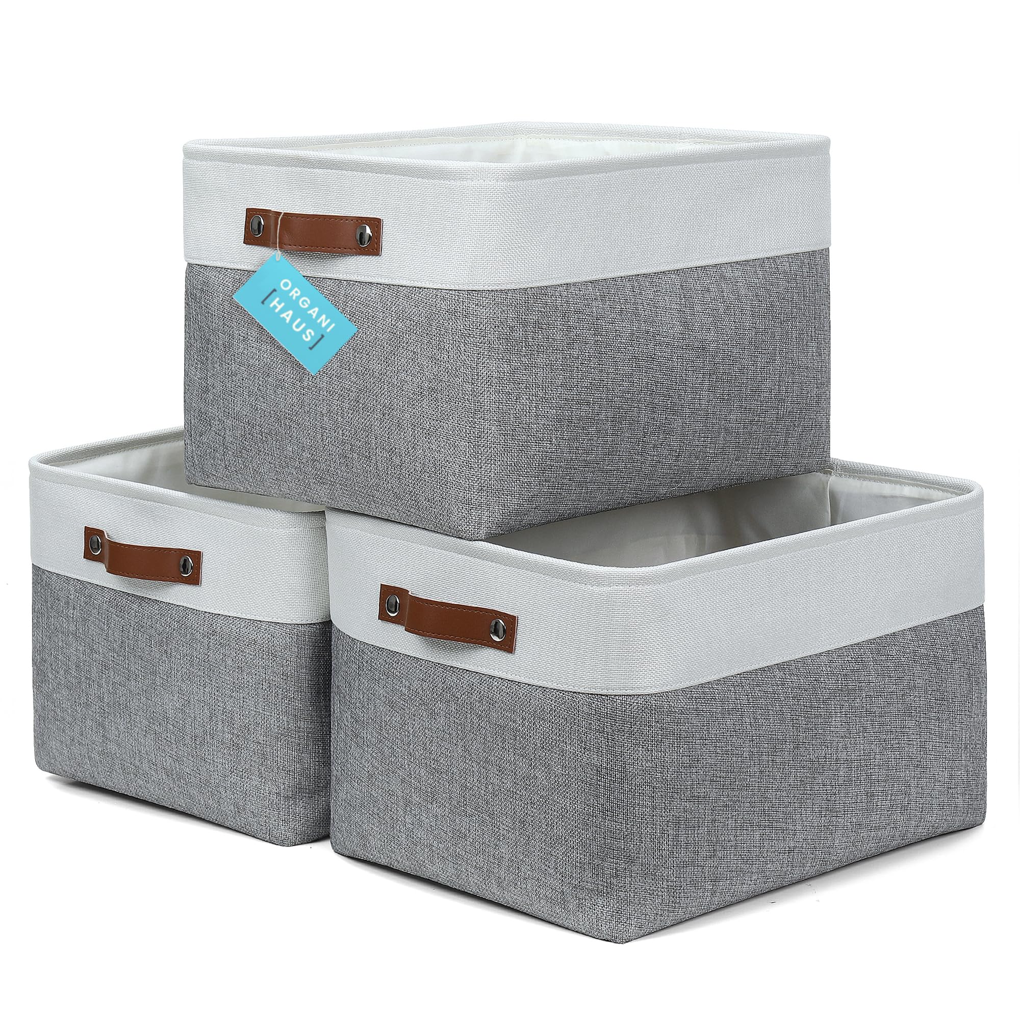 Snapklik.com : OrganiHaus Extra Large Fabric Storage Baskets For ...
