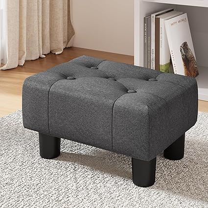 LUE BONA Multi-Purpose Tufted Ottoman,9''H Fabric Footstool with ...