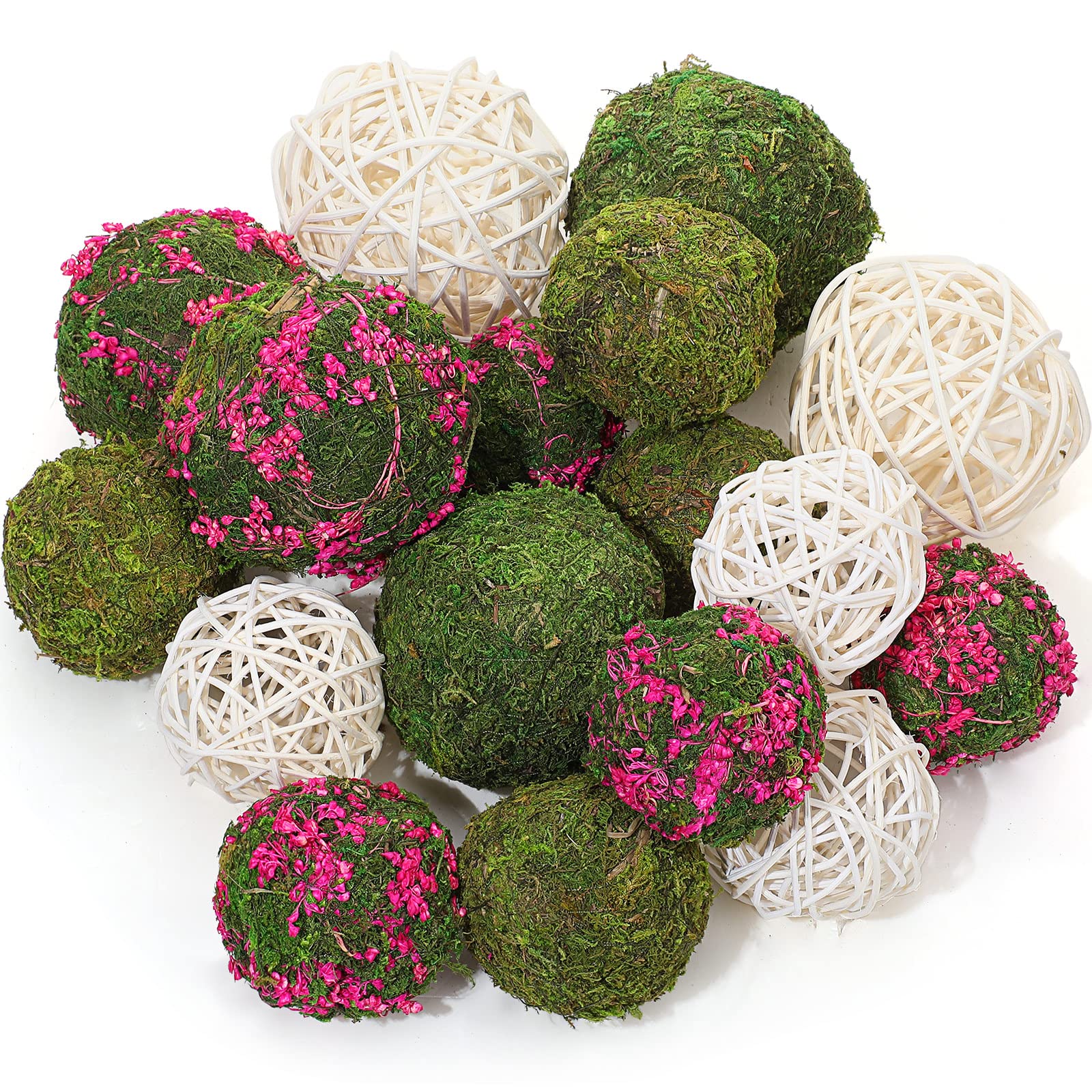 Amazon.com: Jetec 18 Pcs Moss Decorative Balls Wicker Rattan Cord Balls ...