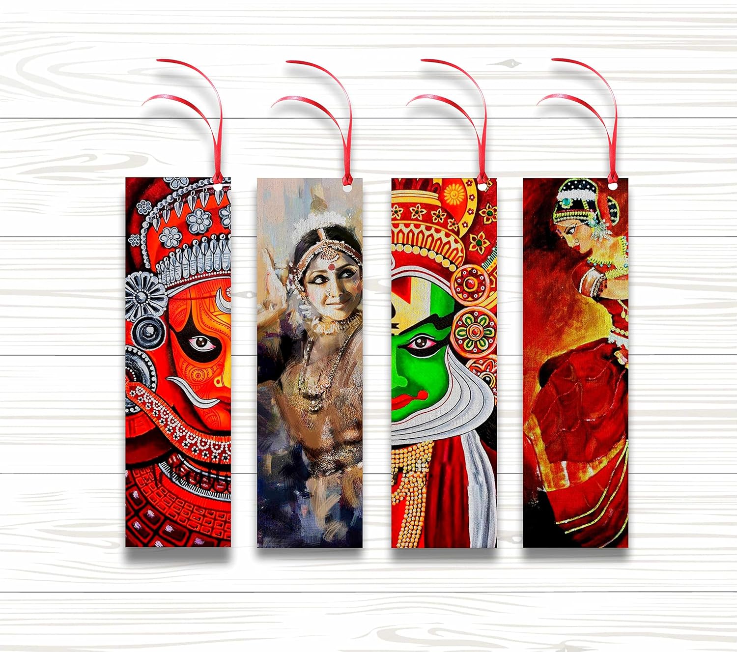 woopme® Set of 4 Kathakali Traditional Printed Bookmark for Boys Girls ...