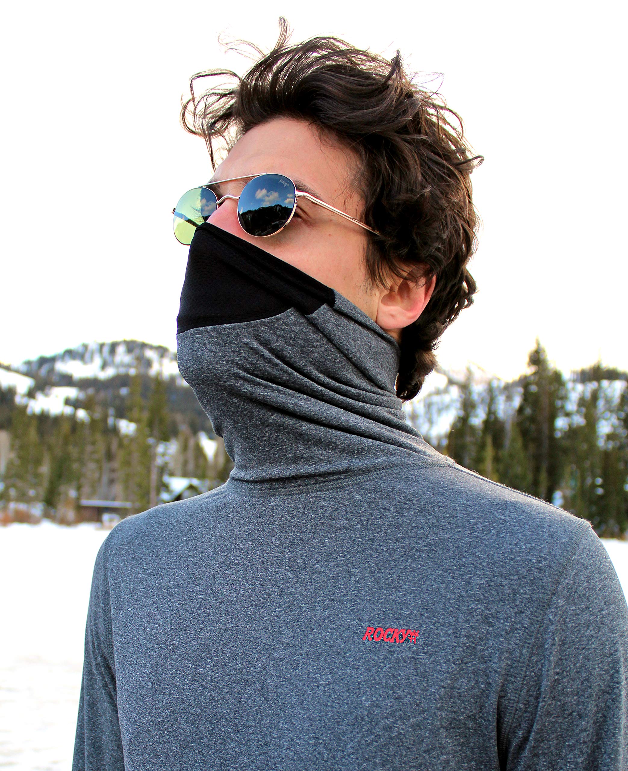 Face Mask Shirt - Mock Turtleneck (Gaiter-Neck Protection) Thermal Men ...
