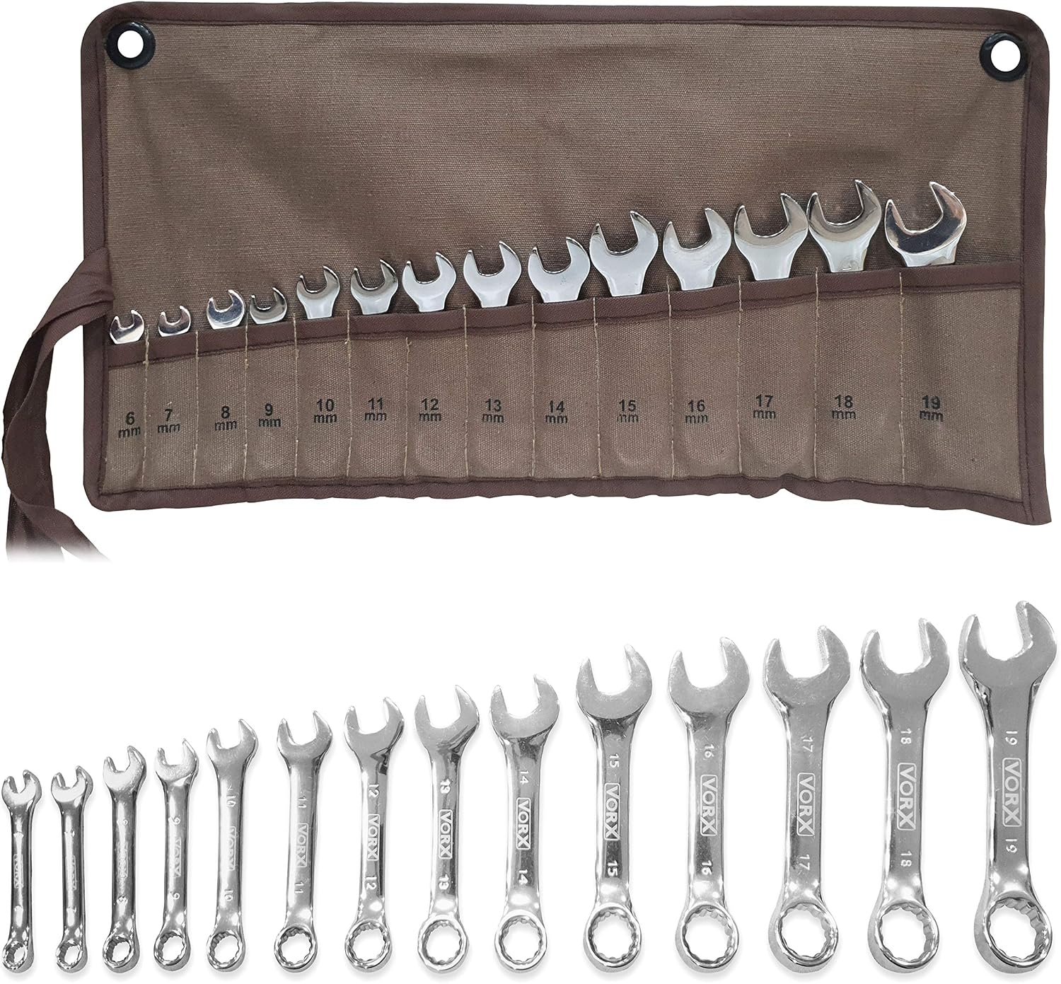 VORX Stubby Spanner Set 14 Pc PRO Grade Short 6mm to 19mm Drop Forged ...