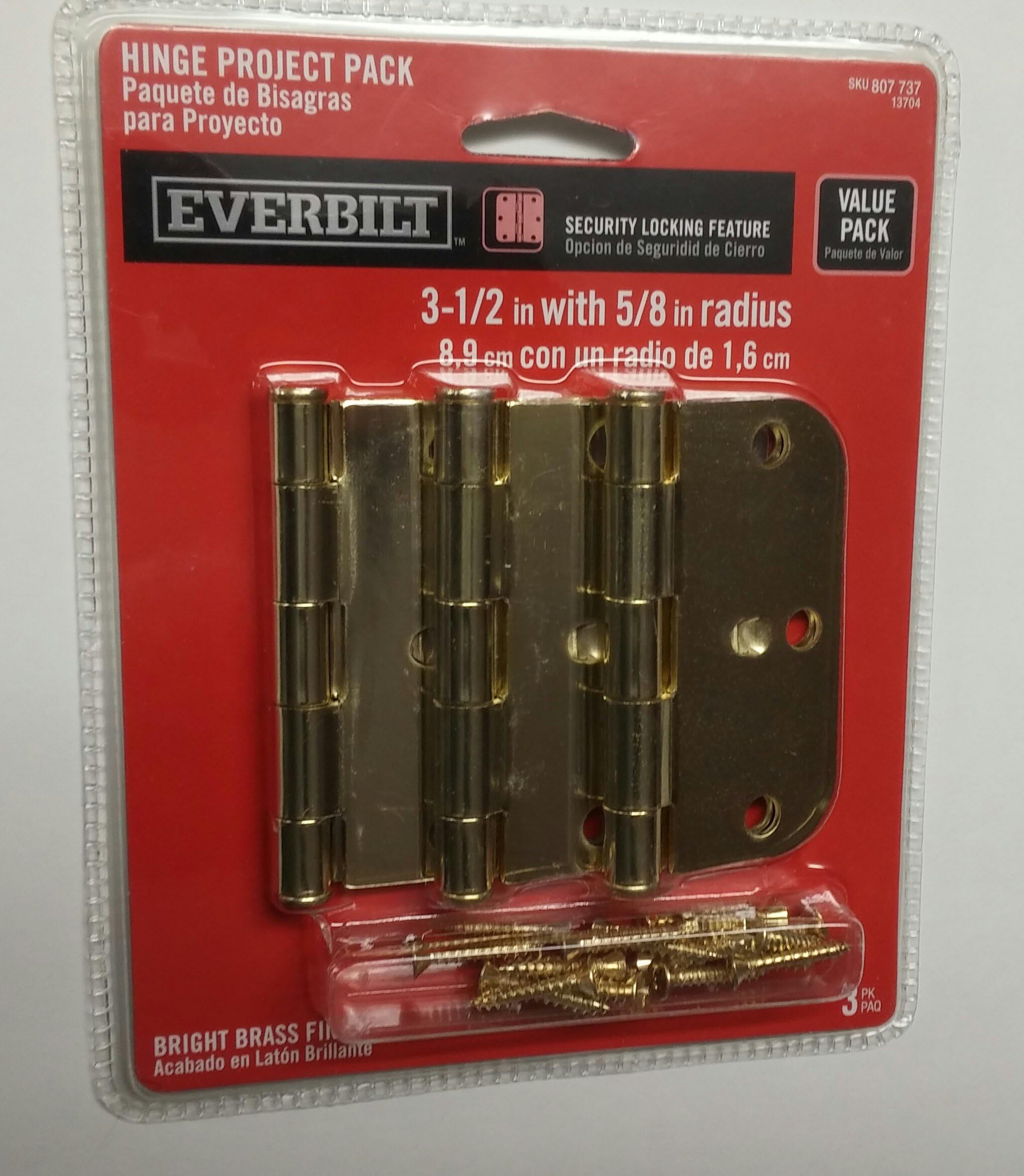 3-1/2 in. Bright Brass 5/8 in. Radius Security Door Hinges (3-Pack ...