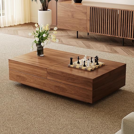 Amazon.com: gaoyangjiaju Mid-Century Expandable Coffee Table with ...