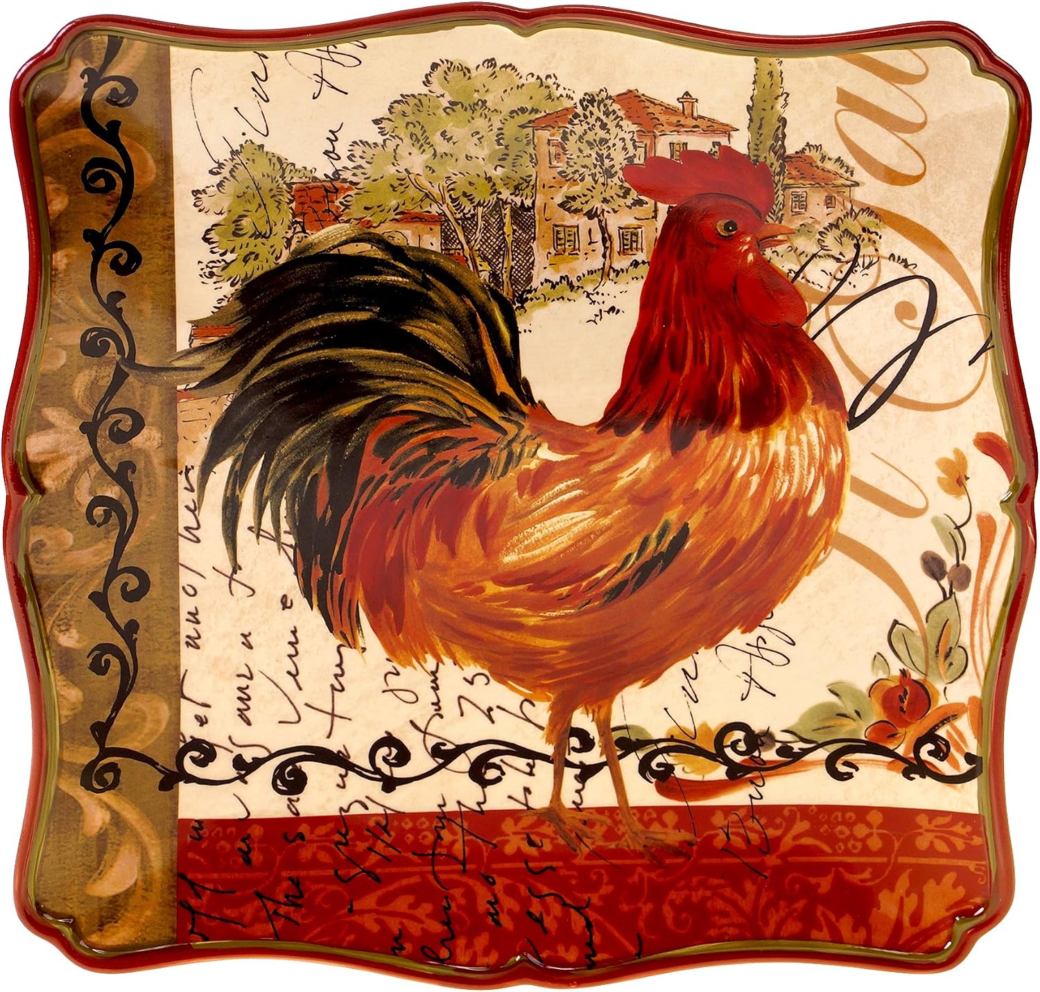 Amazon.com | Certified International Tuscan Rooster Square Platter, 14. ...