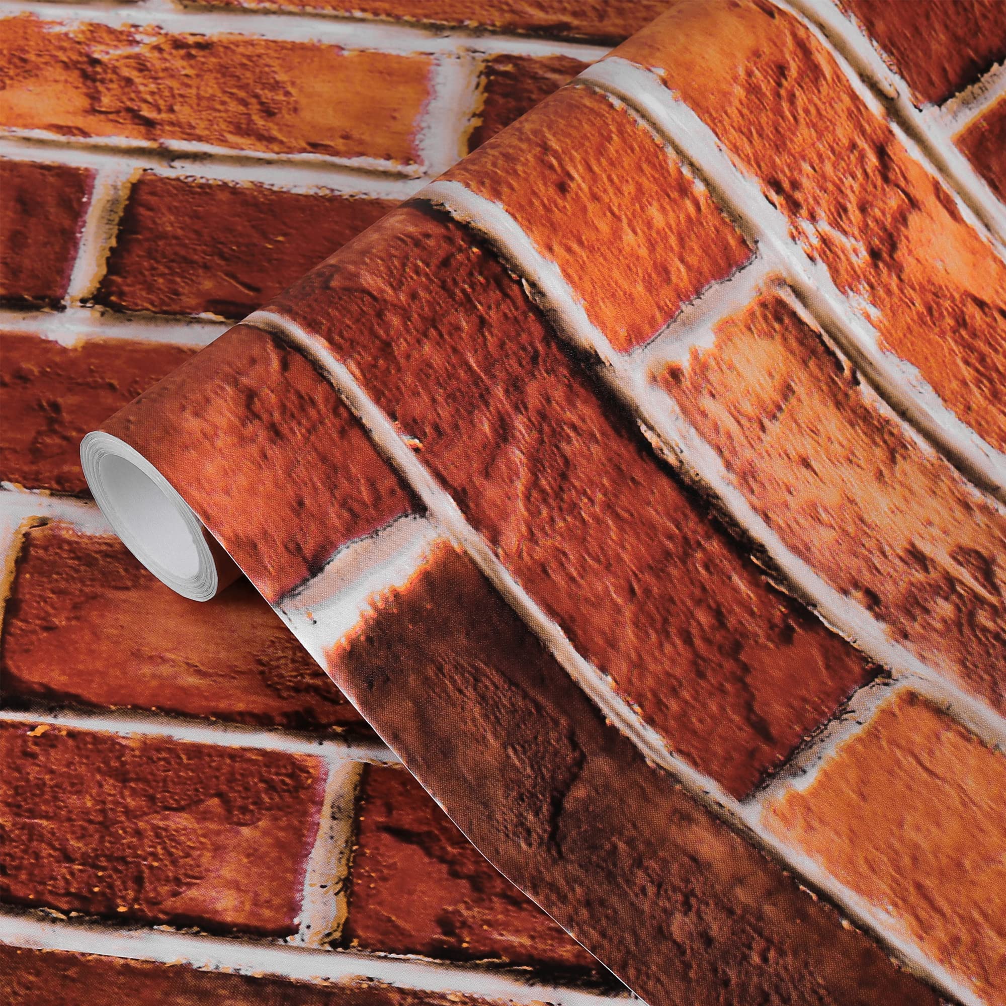 practicalWs 17.7in x 393.7in Red Brick Wallpaper Peel and Stick ...