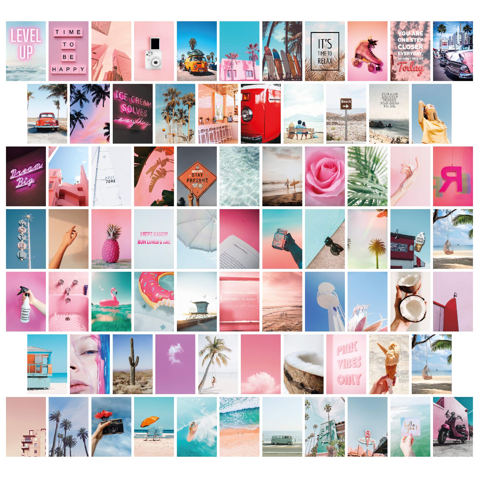 Buy InspoLine Coast Edition Pink Aesthetic Wall Collage Kit | Blue Teal ...