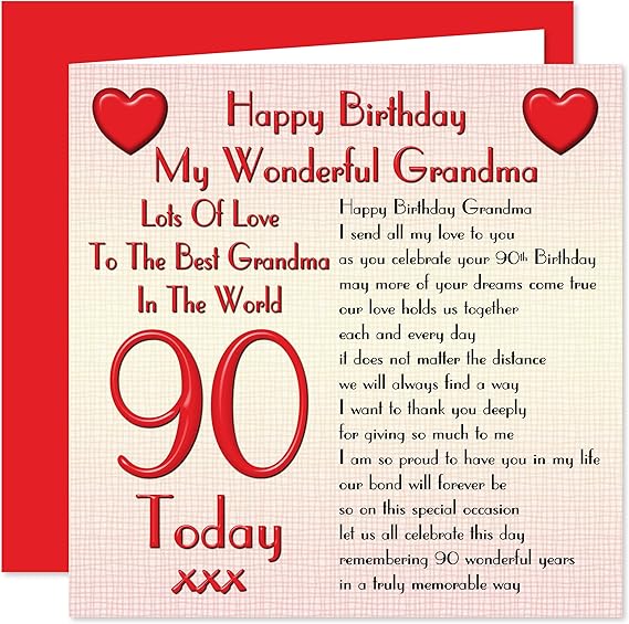 Geburtstagskarte Zum 90 Geburtstag Der Oma Lots Of Love To The Best 