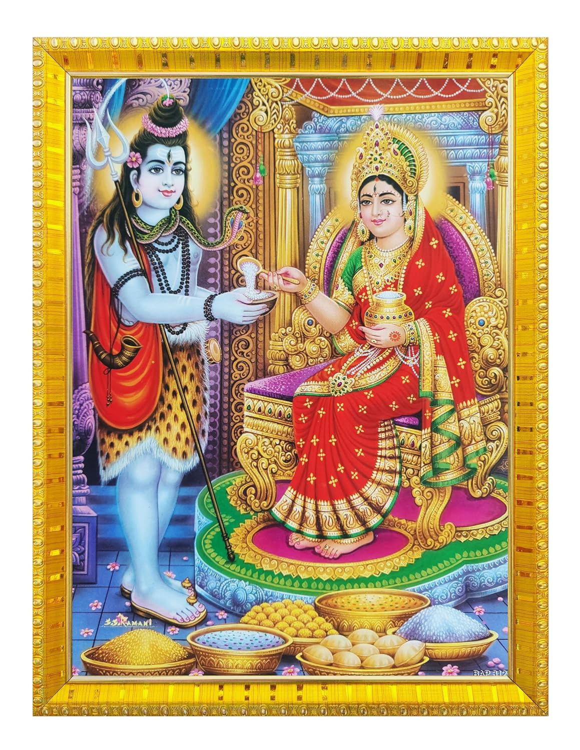 Koshtak Load Shiva & Maa Annapurna devi sitting on throne photo frame ...