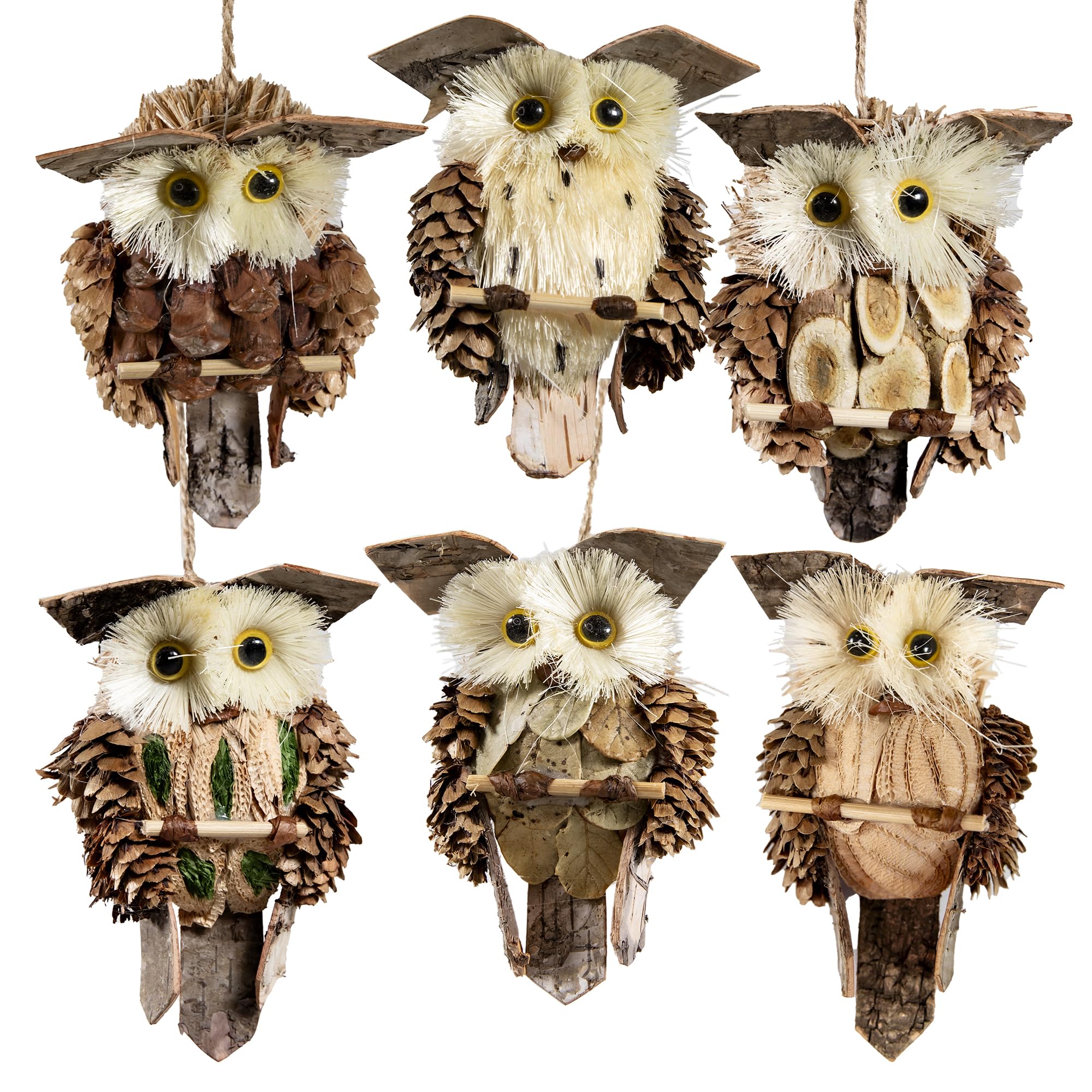 Amazon.com: Cartanfill-Woodland Animal Owl Ornaments, Wood and Sisal ...