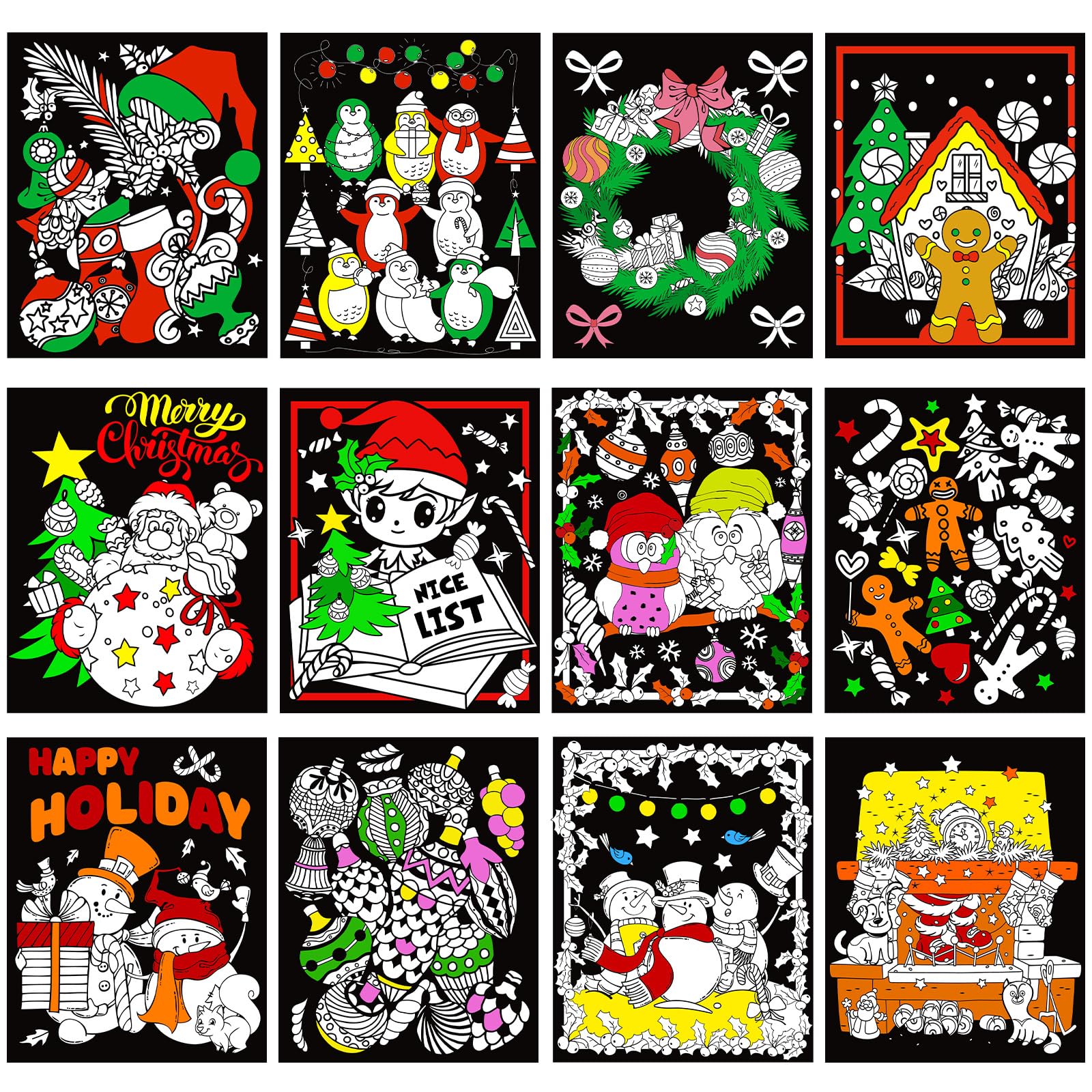 Snapklik.com : 48 Pcs Christmas Velvet Coloring Posters For Kids Felt ...
